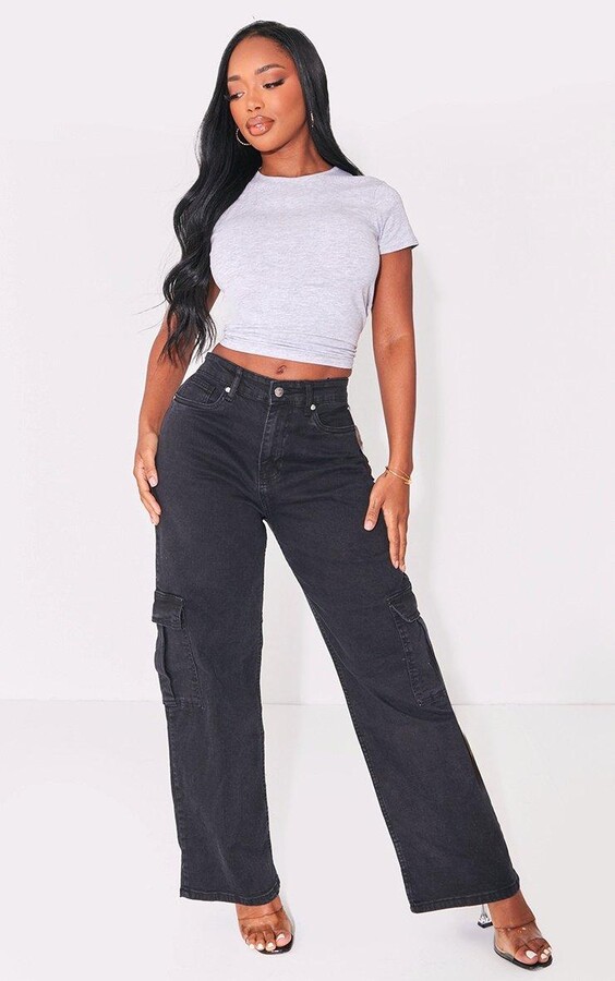 Shape Washed Black Cargo Wide Leg Jeans - ShopStyle