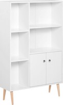 HOMCOM Bookcase Storage Cabinet Shelves Unit Free Standing Two Doors ...