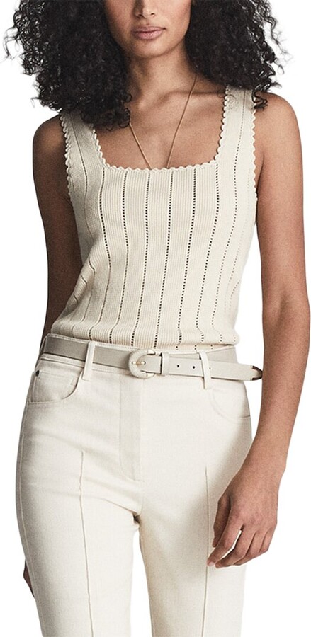 Reiss Dory Stitch Interest Square Neck Tank - ShopStyle Tops