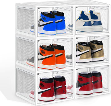 Fortune 6 Pack Stackable Large Shoe Containers Shoe Storage Box with ...