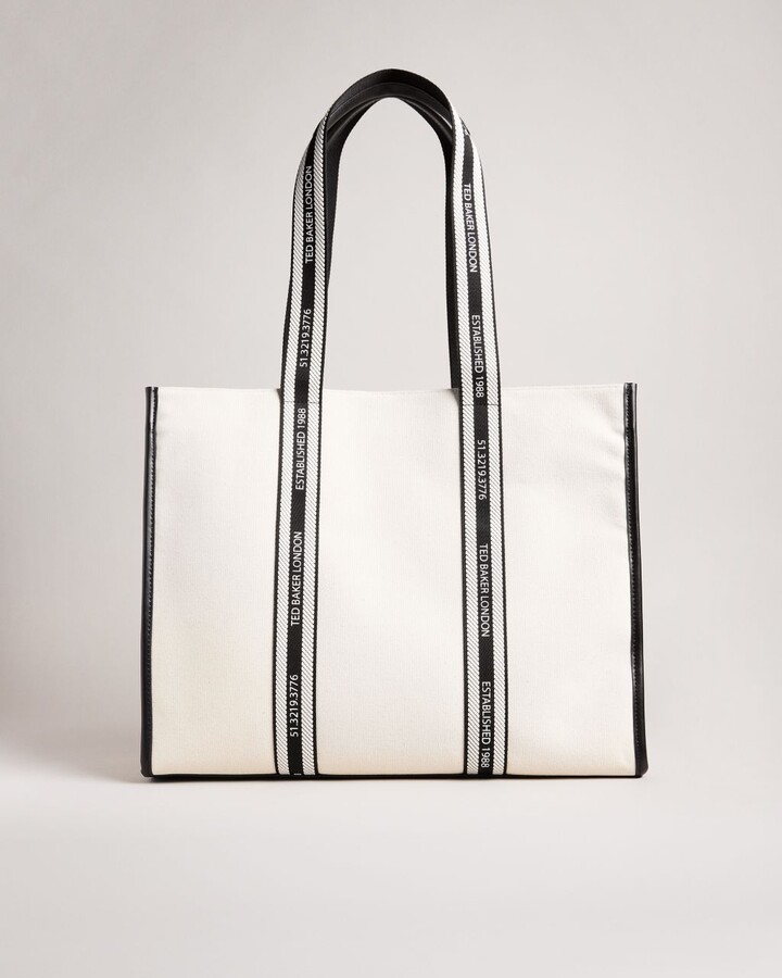 Ted Baker Branded Webbing Canvas Tote in White - ShopStyle