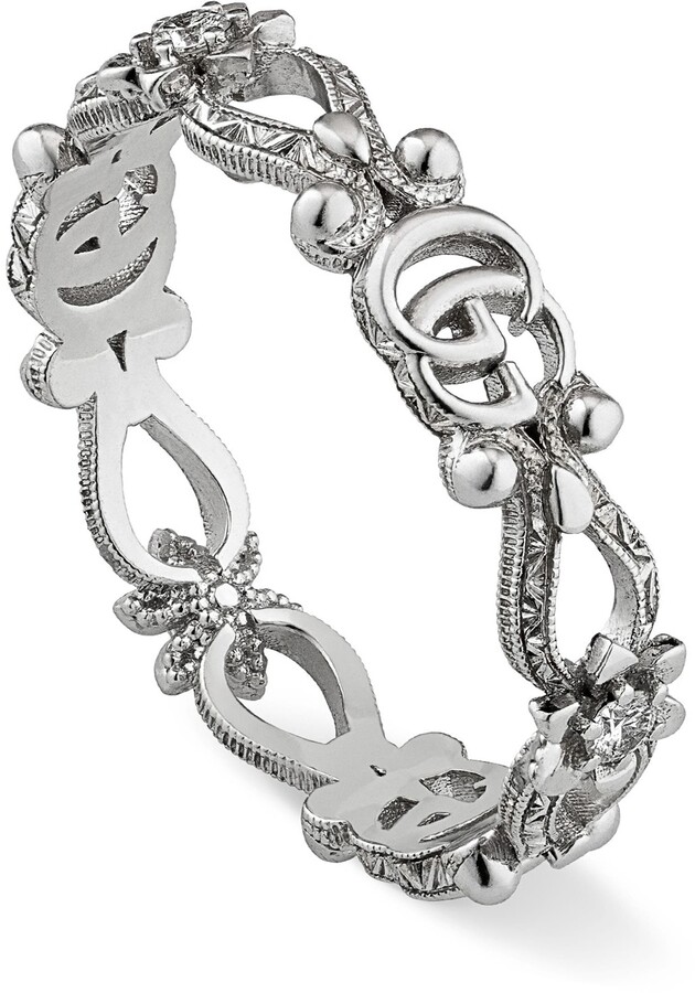 Gucci 18K White Gold & Diamond Flora Ring - ShopStyle