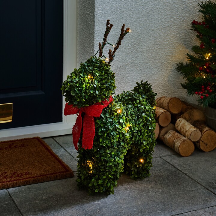 Dunelm 20 Led Artificial Reindeer Topiary With Bow Green - ShopStyle ...