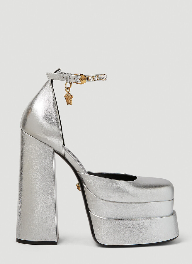 Versace Metallic Medusa Platforms Pumps - ShopStyle