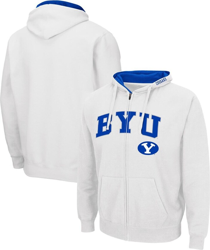 Colosseum Men's White Byu Cougars Arch & Team Logo 3.0 Full-Zip Hoodie ...
