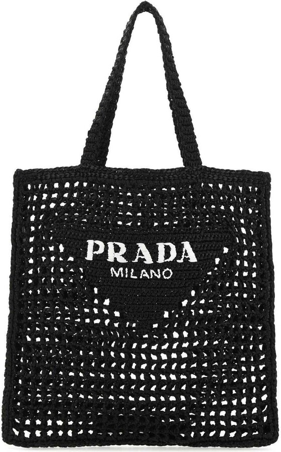 Prada Logo Embroidered Woven Tote Bag - ShopStyle
