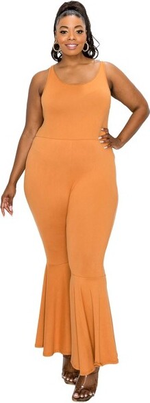 L I V D Women' Jalda Flared Leg Tank Jumpuit, Clay, 3X - ShopStyle Wide ...