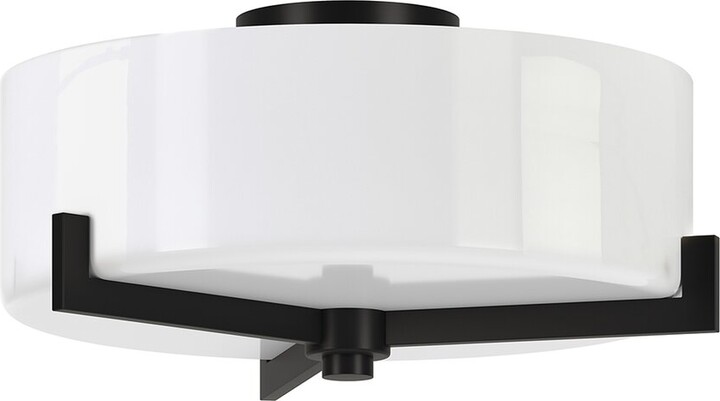 Abraham + Ivy Hamlin 17In Wide 2-Light Semi Flush Mount With Glass ...