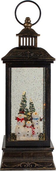 Northlight 11" Black with Brushed Gold LED Snowman Family Christmas ...