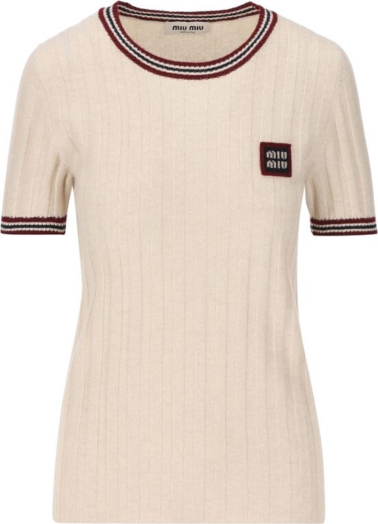 Miu Miu Short-Sleeved Knitted Top - ShopStyle