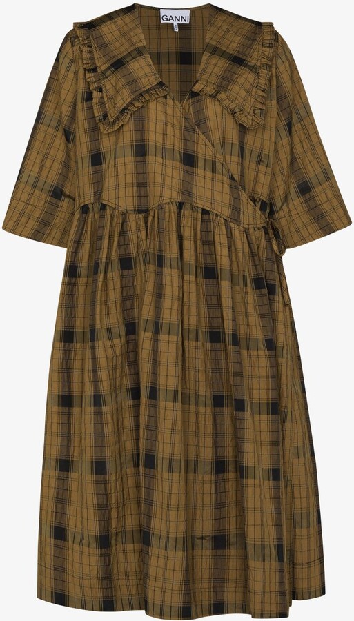 Ganni Checked Wrap Dress - ShopStyle