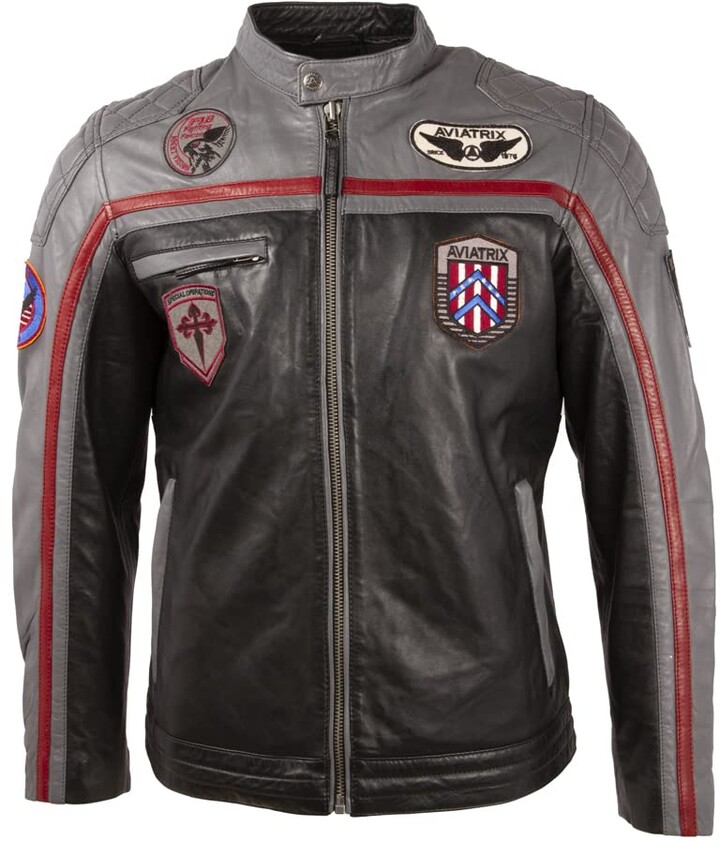 Aviatrix Men's Real Leather and Wool Varsity Bomber Fashion Jacket ...