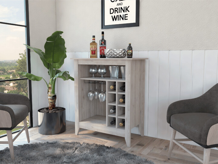 FM Furniture Future Bar Cabinet, Six Wine Cubbies, One Open Drawer, One ...