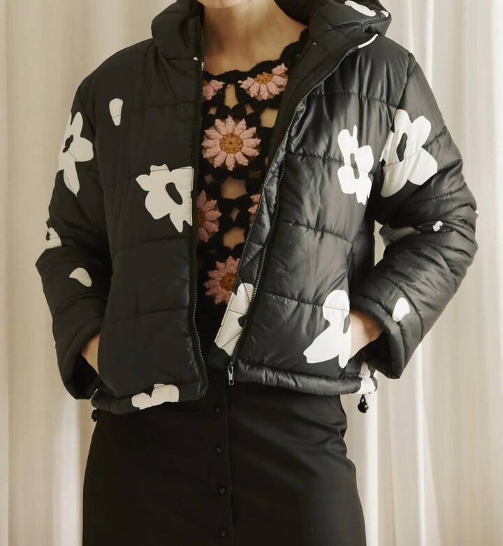 STORIA Daisy Floral Puffer Jacket In Black/ White Floral - ShopStyle
