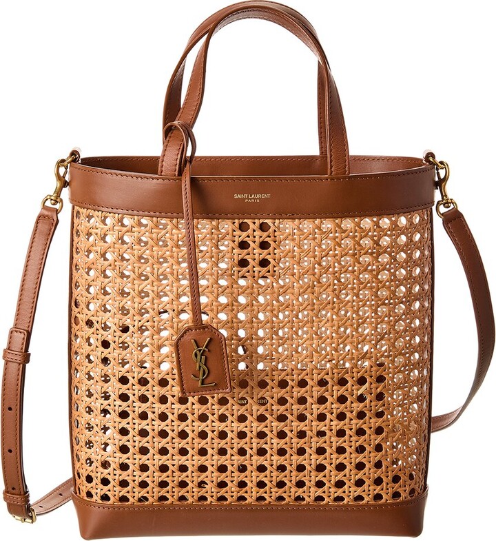 Saint Laurent Woven Cane & Leather Tote - ShopStyle
