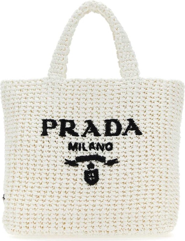 Prada Logo Embroidered Interwoven Tote Bag - ShopStyle