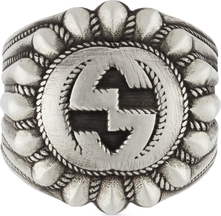 Gucci Interlocking G engraved ring - ShopStyle