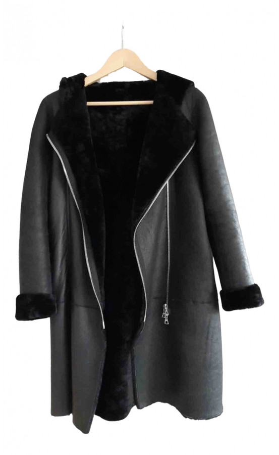 Sandro Black Shearling Coats - ShopStyle