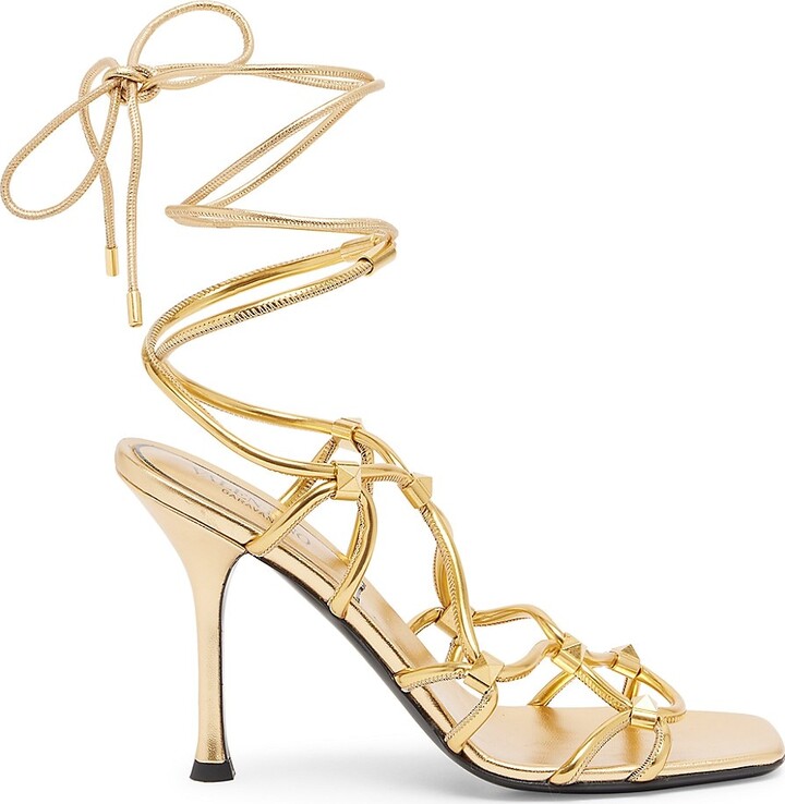 Valentino Garavani Rockstud Embellished Net Sandals - ShopStyle