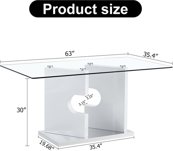 WLVOS Minimalist Rectangular Glass Dining Table for 6 to 8 - ShopStyle
