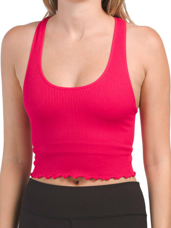 Ribbed Lettuce Edge Long Line Bra Top - ShopStyle