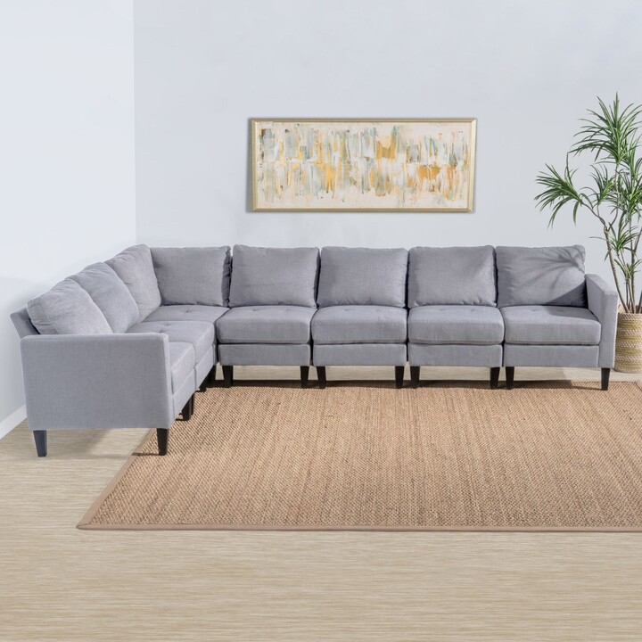 Contemporary Home Living 7-Piece Ash Gray Contemporary Style Sectional ...