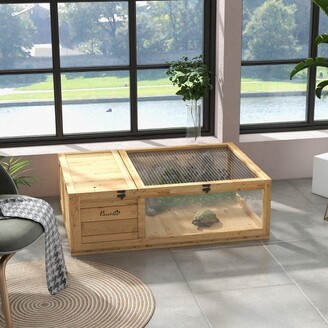 Pawhut Wooden Tortoise House Indoor Turtle Habitat Enclosure Outdoor ...
