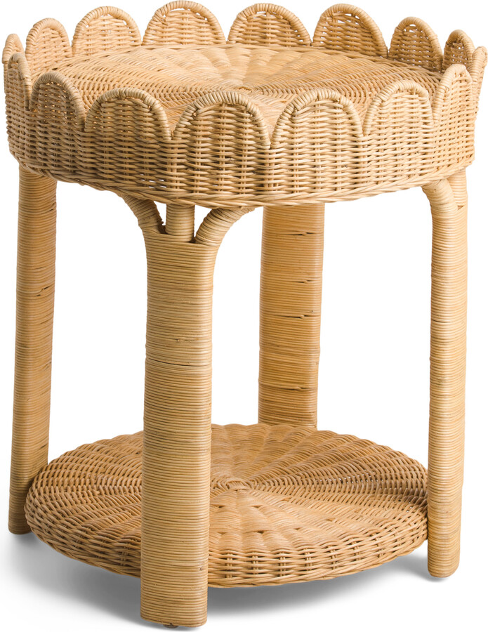 Made In Indonesia Scalloped Rattan Side Table - ShopStyle