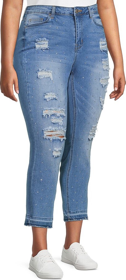 Copperflash Plus High Rise Embellished Slim Jeans - ShopStyle