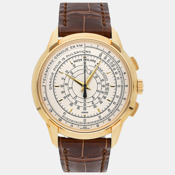 Patek Philippe Silver 18k Yellow Gold Chronograph 5975J-001 Automatic ...