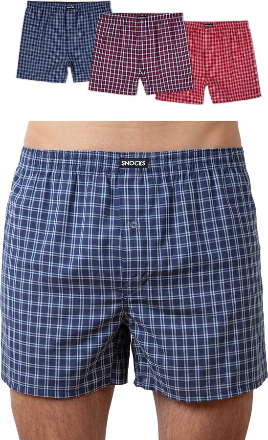 Snocks 3x Mens Boxers Loose Fit - Organic Cotton Boxers for Men Loose ...
