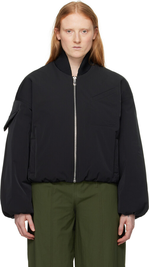 Ganni Black Oversized Bomber Jacket - ShopStyle
