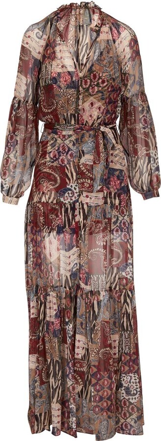 Veronica Beard Patchwork-Design Sheer Maxi Dress - ShopStyle