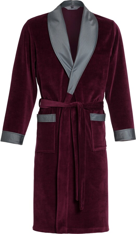 Revise RE-102 Classic Men’s Dressing Gown – Velvet – Burgundy red – L ...