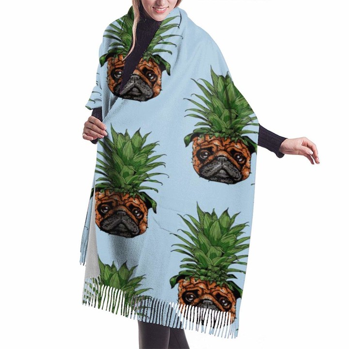 Qefgjbw Pineapple Pug Cashmere Long Scarf Pashmina Shawl Cape Stole ...