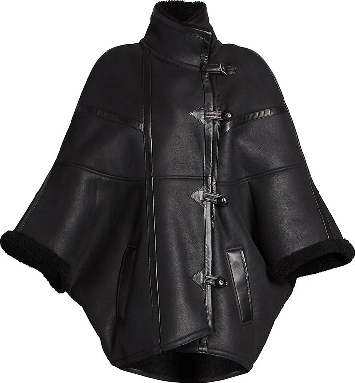 Saint Laurent Cape In Shearling - ShopStyle