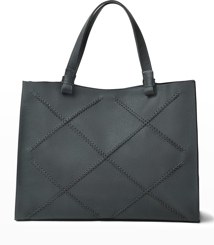 Callista Medium Cross Topstitch Leather Tote Bag - ShopStyle