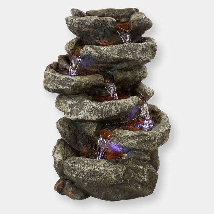 Sunnydaze Decor 6 Tier Stone Falls Tabletop Indoor Water Fountain ...