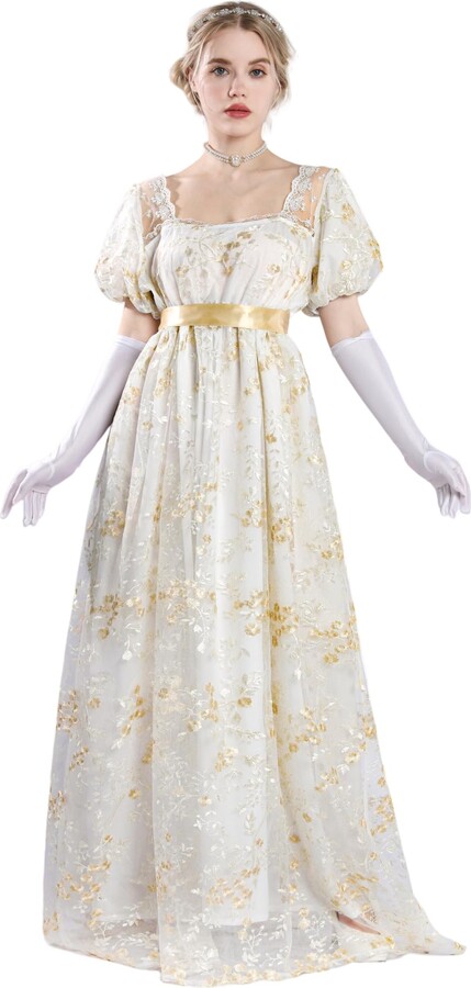 FCCAM Women's Regency Jane Austen Long Vintage Dress - ShopStyle