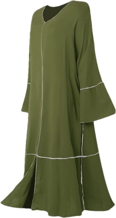Ruereuu Women's Turkish Muslim Dress Panel Robe Army GN XL - ShopStyle