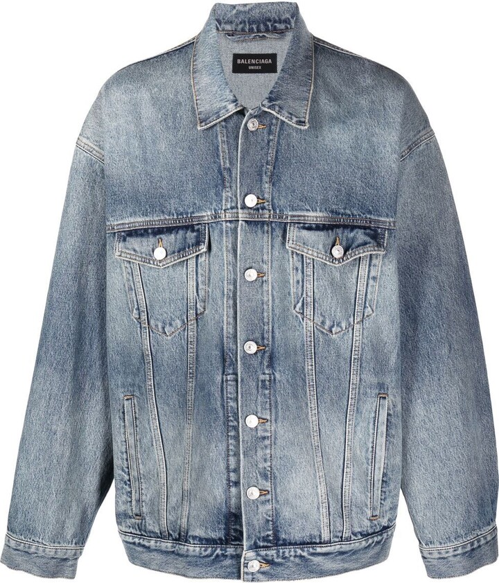 Balenciaga Logo Denim Jacket - ShopStyle