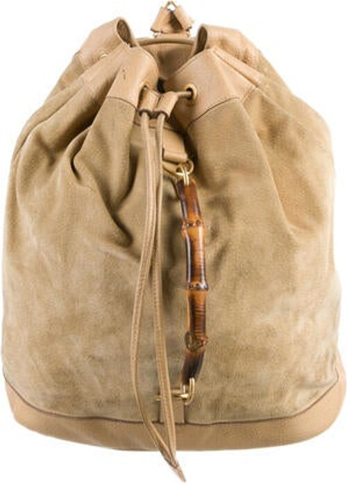 Gucci Vintage Suede Bamboo Backpack - ShopStyle
