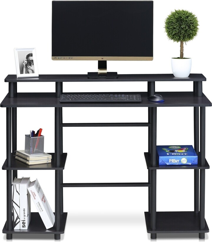Porch & Den Longfellow Espresso/Black Computer Desk with Top Shelf ...