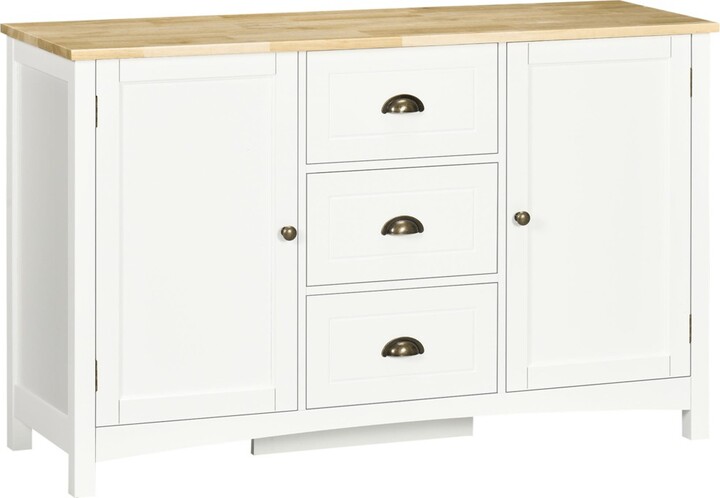 HOMCOM Buffet Cabinet with 3 Storage Drawers and Adjustable Shelves, 2 ...