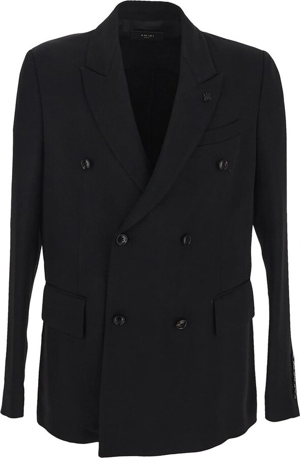 Amiri Logo Plaque Double-Breasted Blazer - ShopStyle