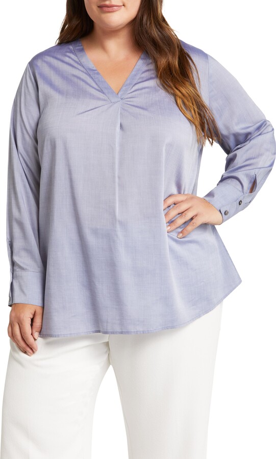 HARSHMAN Cassian Popover Blouse - ShopStyle Plus Size Tops