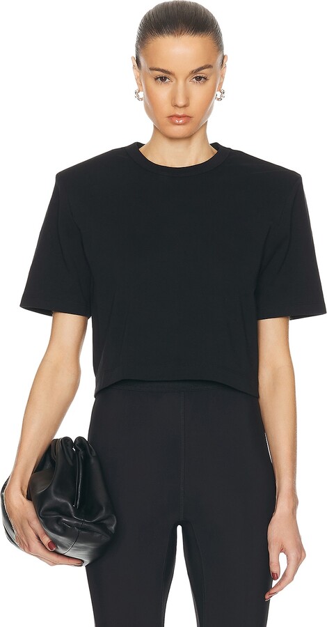 Wardrobe NYC Crop Shoulder Pad Top in Black - ShopStyle