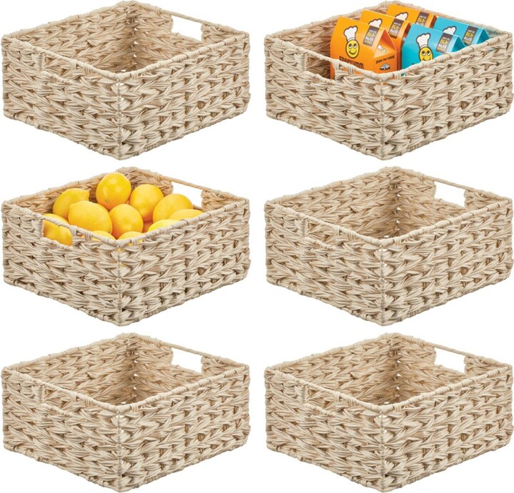 mDesign Woven Farmhouse Kitchen Pantry Storage Basket Box, Medium - 6 ...