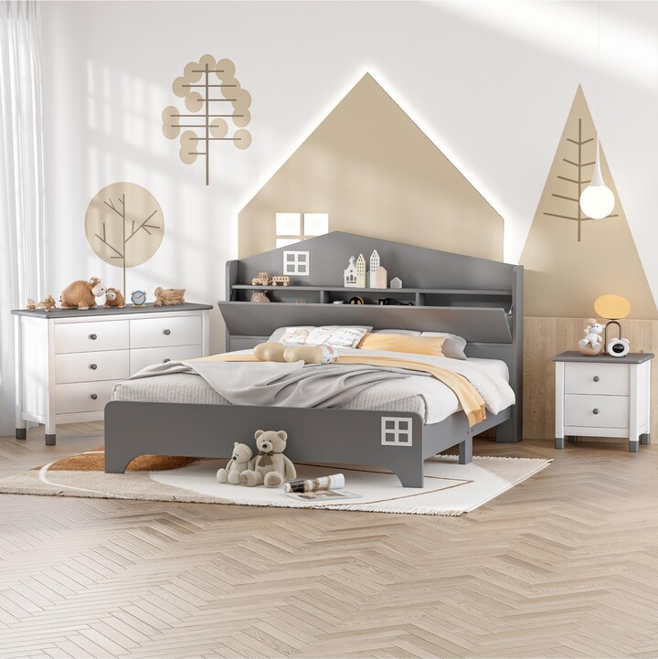 Simplie Fun 3-Piece Bedroom Set Storage Bed, Nightstand, & Dresser ...