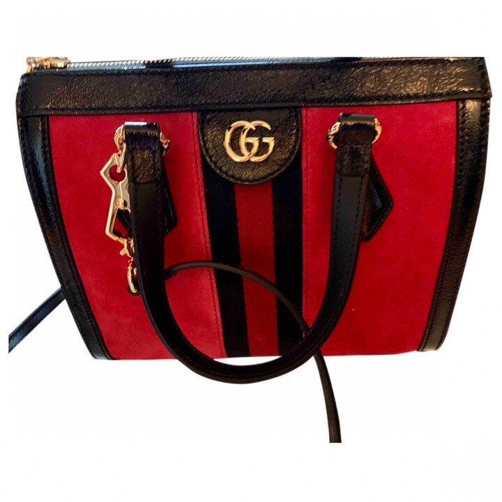 Gucci red Suede Handbags - ShopStyle Bags
